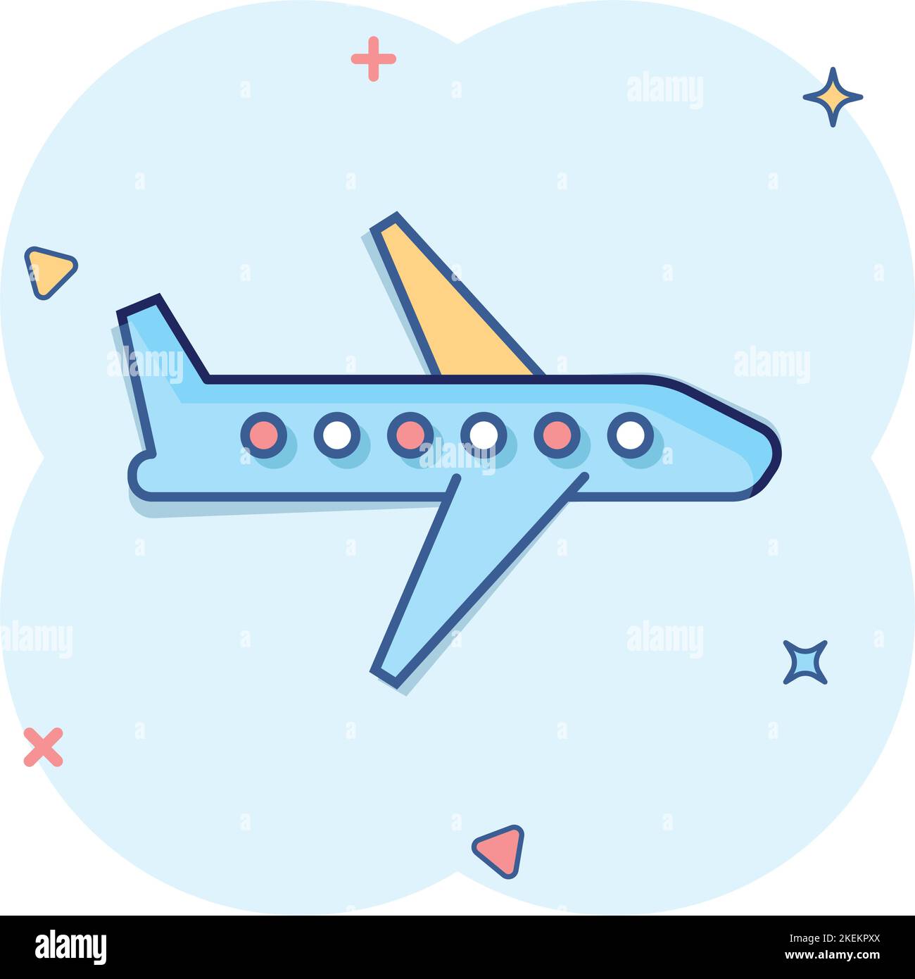 Plane icon in comic style. Airplane cartoon vector illustration on ...