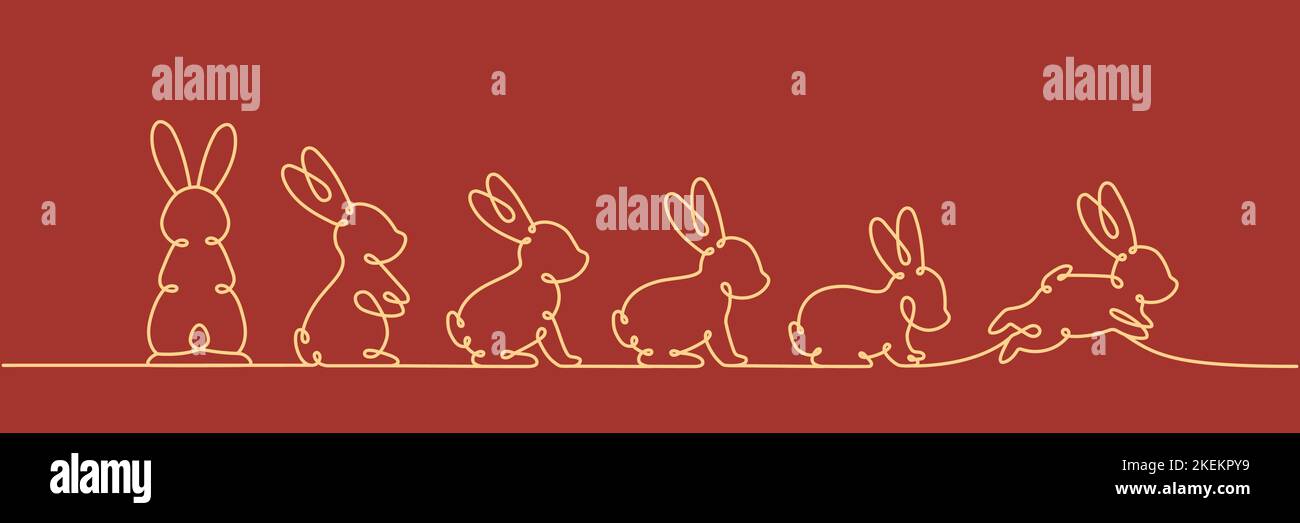 Rabbit one line drawing. Hare continuous one line illustration. Year of ...