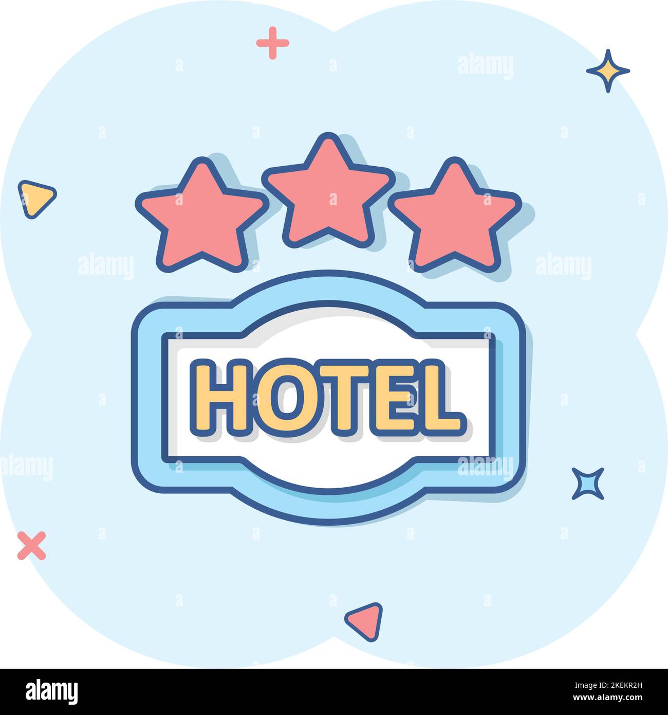 Hotel 3 stars sign icon in comic style. Inn cartoon vector illustration ...