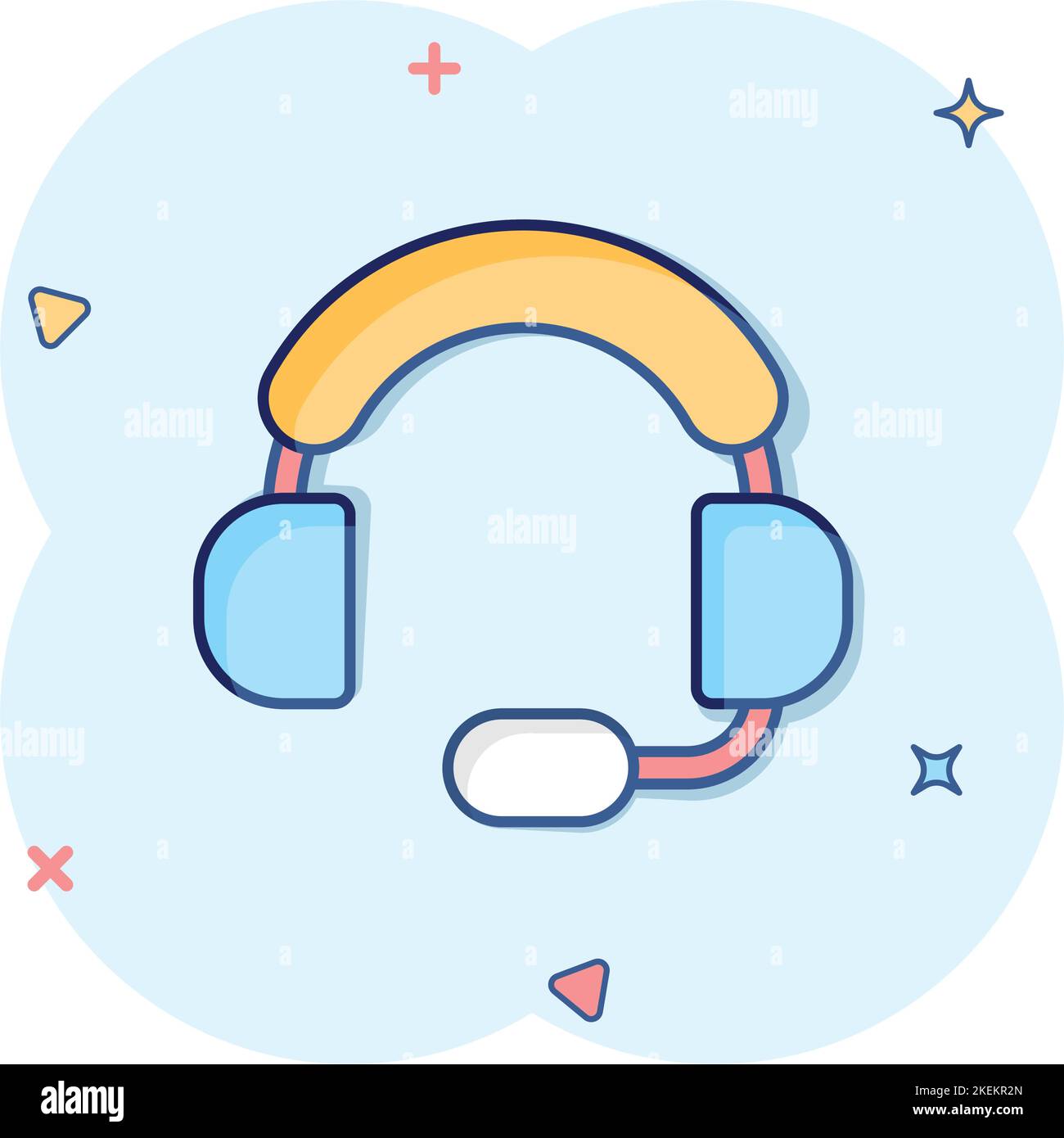 Helpdesk icon in comic style. Headphone cartoon vector illustration on ...