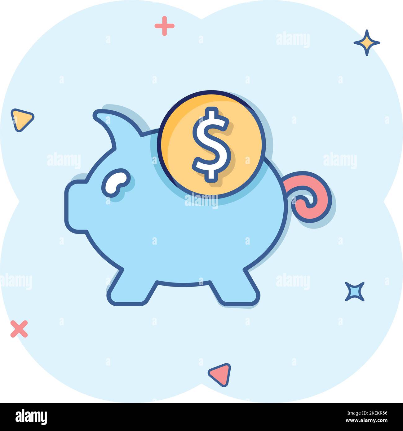 Money box icon in comic style. Pig container cartoon vector ...