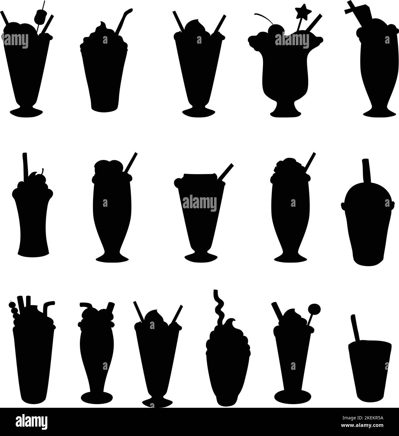 A vector illustration set of different cocktail symbols in various ...