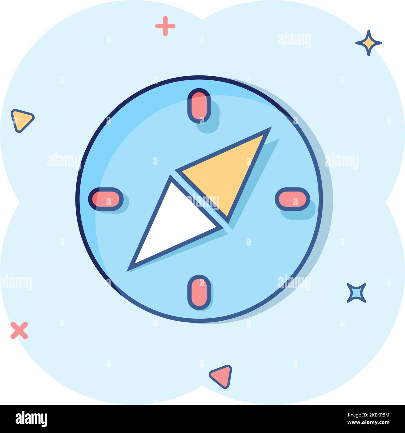 Compass icon in comic style. Navigation equipment cartoon vector ...