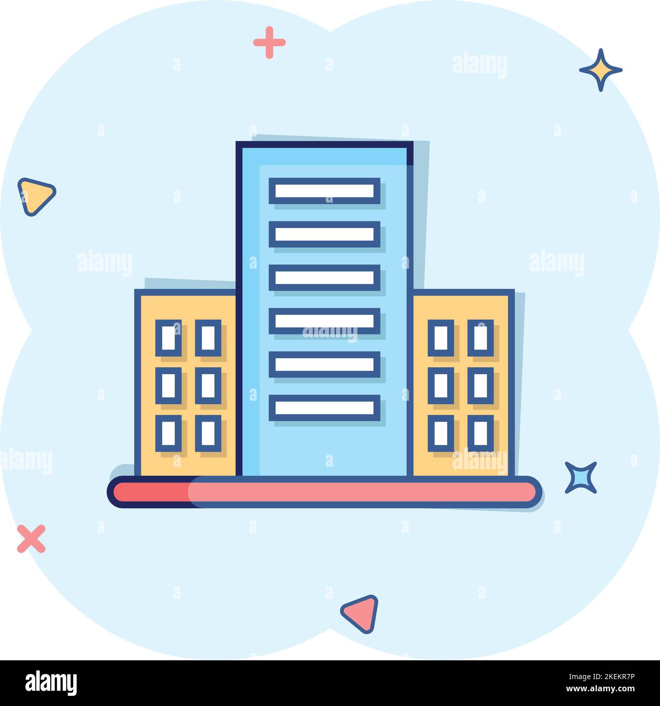 Building icon in comic style. Town skyscraper apartment cartoon vector ...