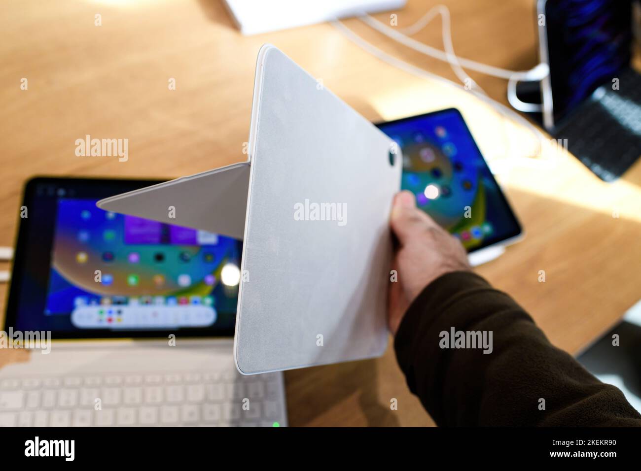 Paris, France - Oct 28, 2022: Side view of Magic Keyboard Folio for iPad 10th generation Stock ...