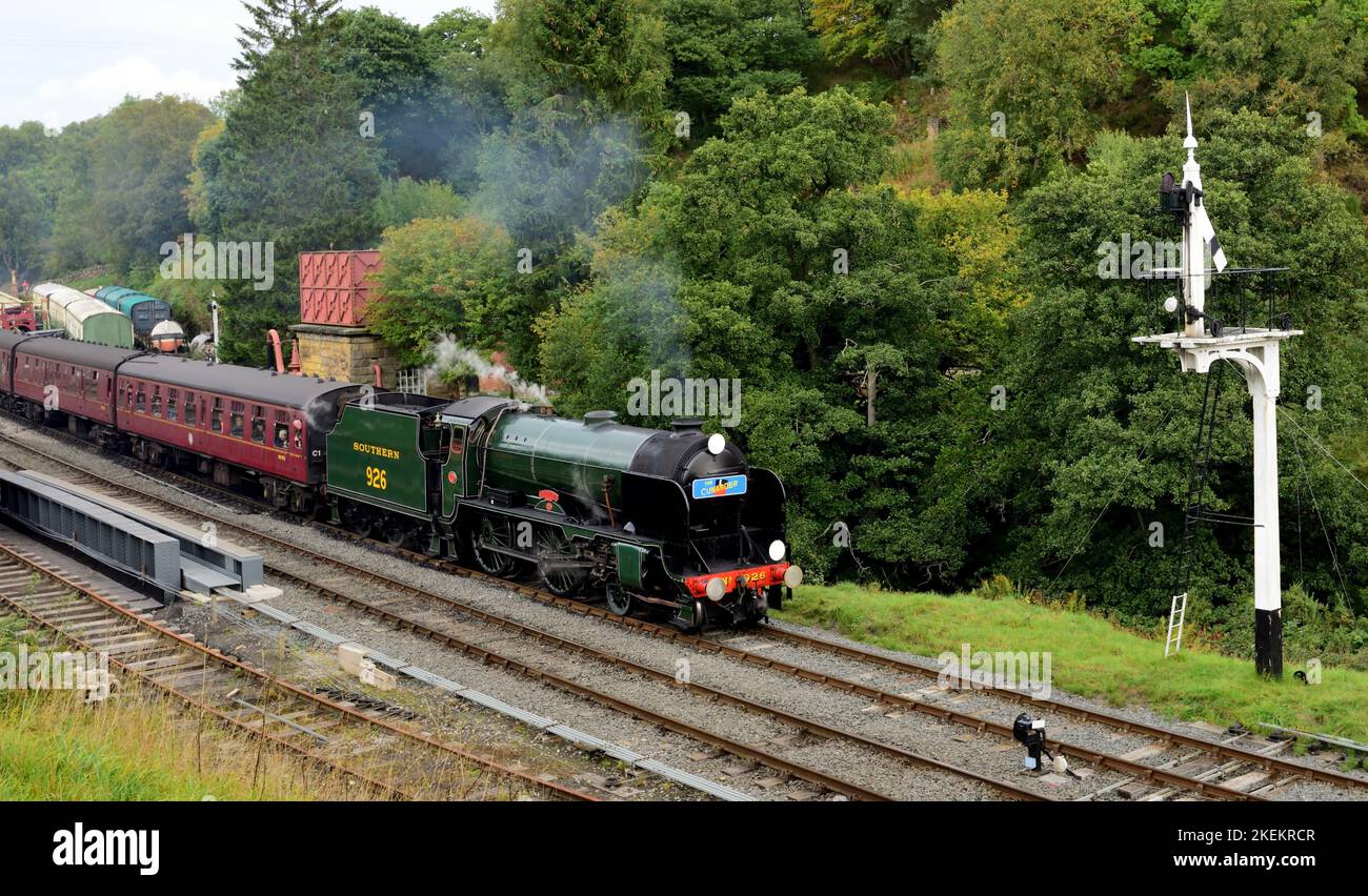 Southern Railway Schools class locomotive No 926 Repton at Goathland ...