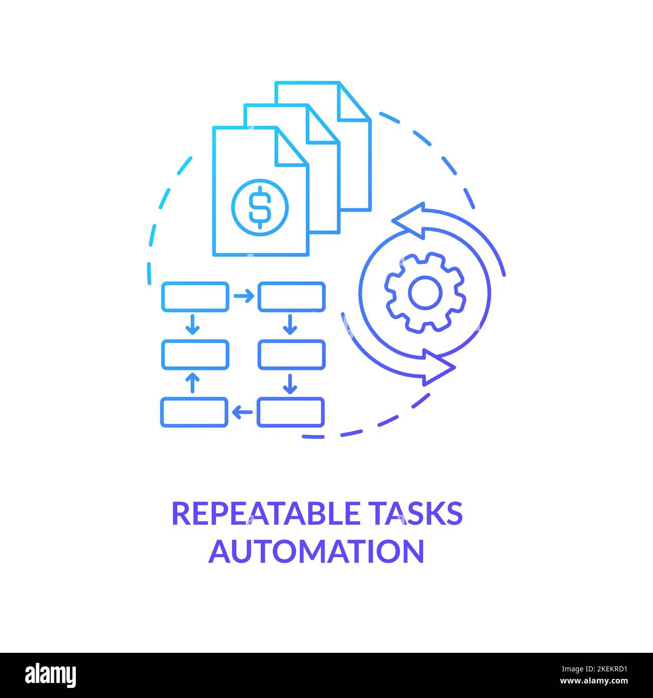 Repeatable Tasks Automation Blue Gradient Concept Icon Stock Vector