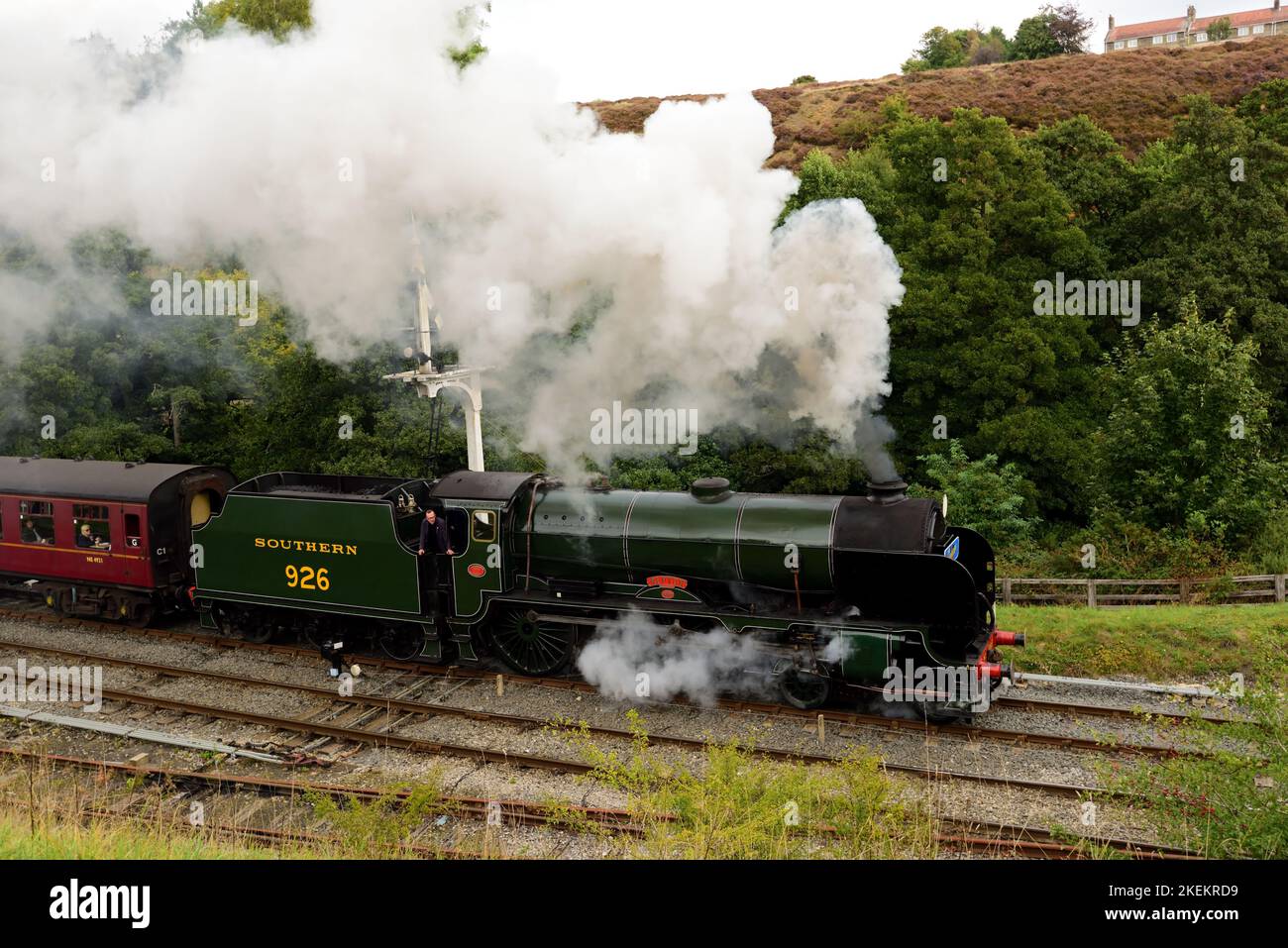 Southern Railway Schools class locomotive No 926 Repton at Goathland ...