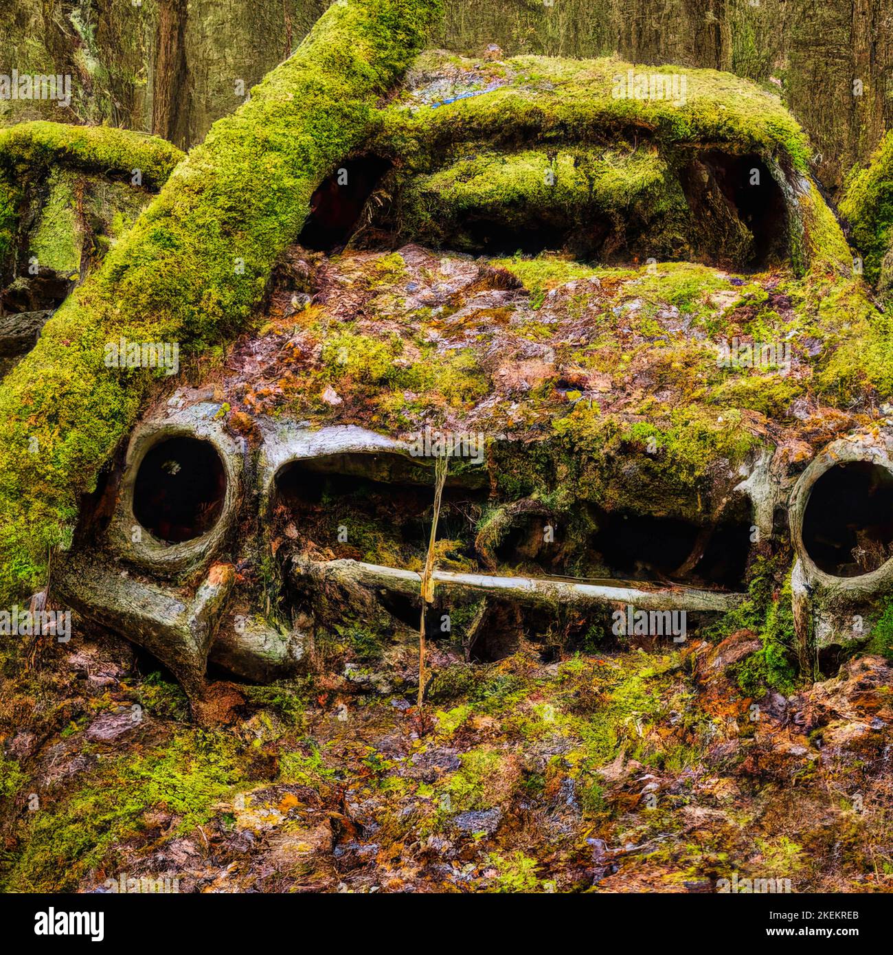 overgrown rusty car abandoned in the forest Stock Photo - Alamy
