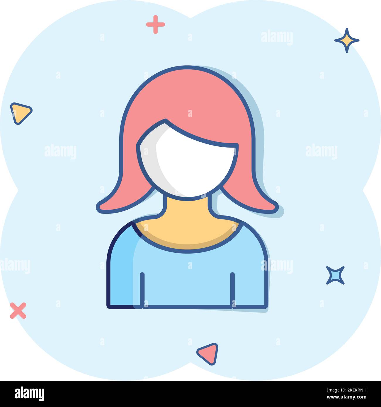 Woman face icon in comic style. People cartoon vector illustration on ...