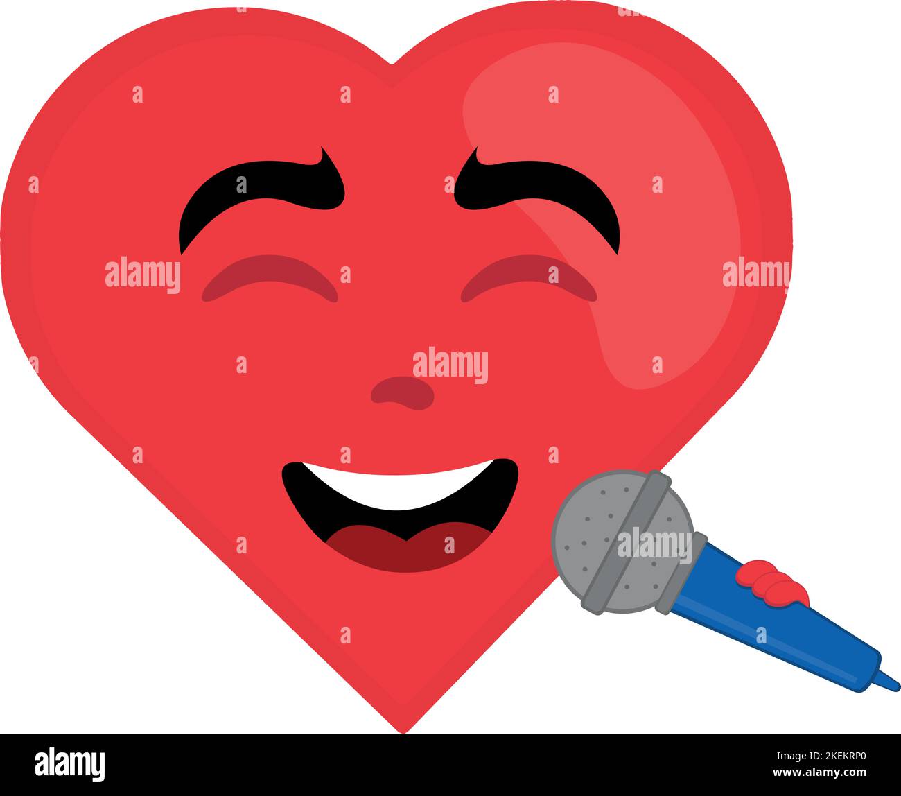 Vector cartoon character illustration of a heart singing with a ...