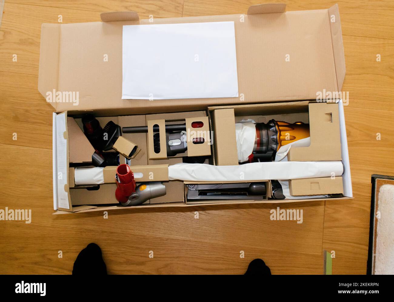 Paris, France - Jul 4, 2022: Open package box with modern wireless ...