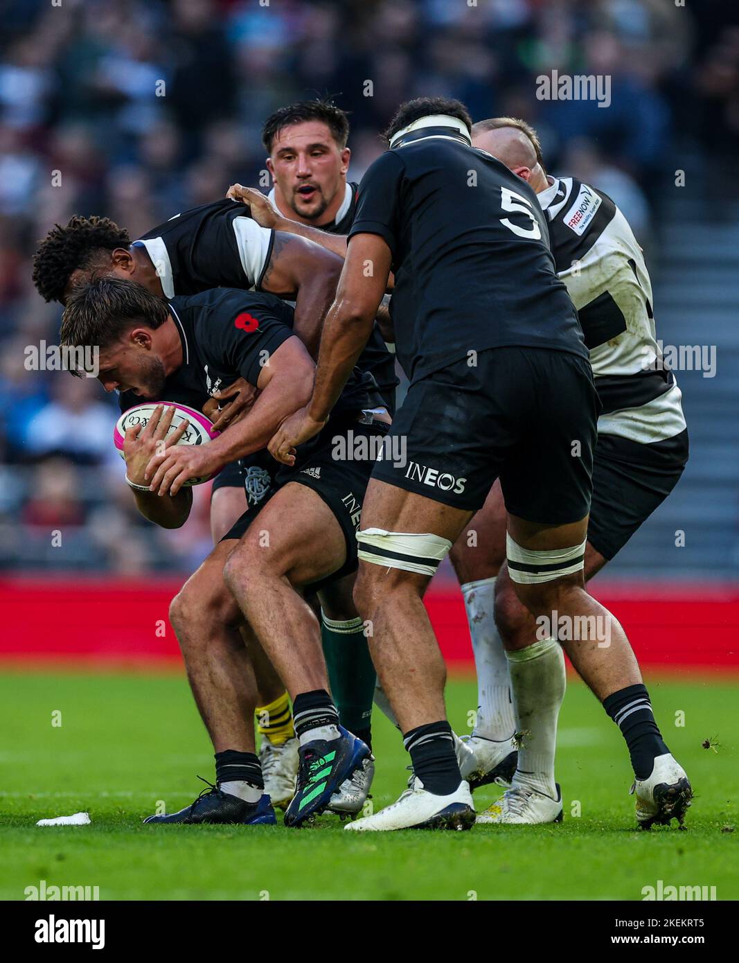 All Blacks XV's Alex Nankivell (left) in action during the Autumn ...