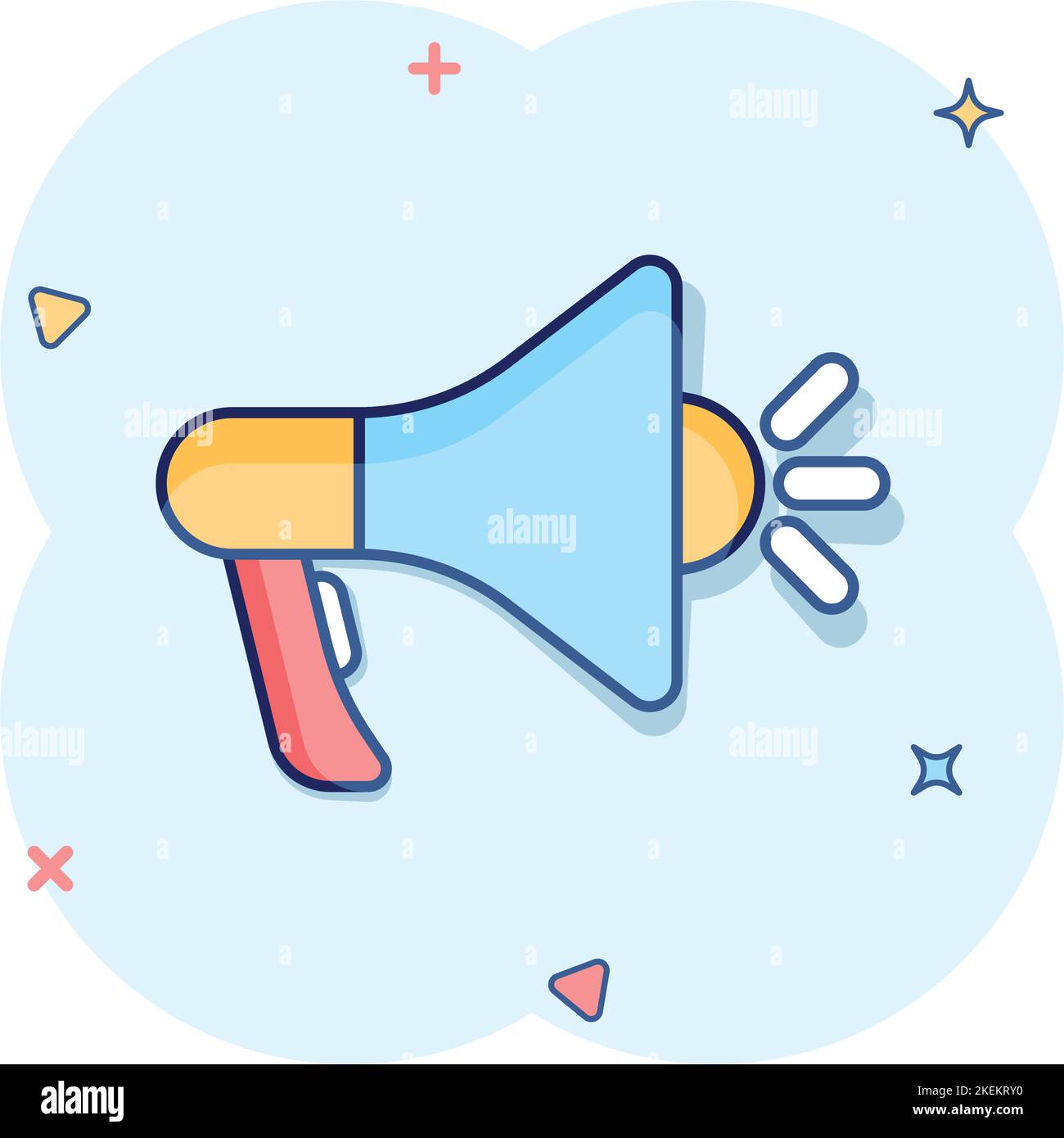 Megaphone speaker icon in comic style. Bullhorn sign cartoon vector ...