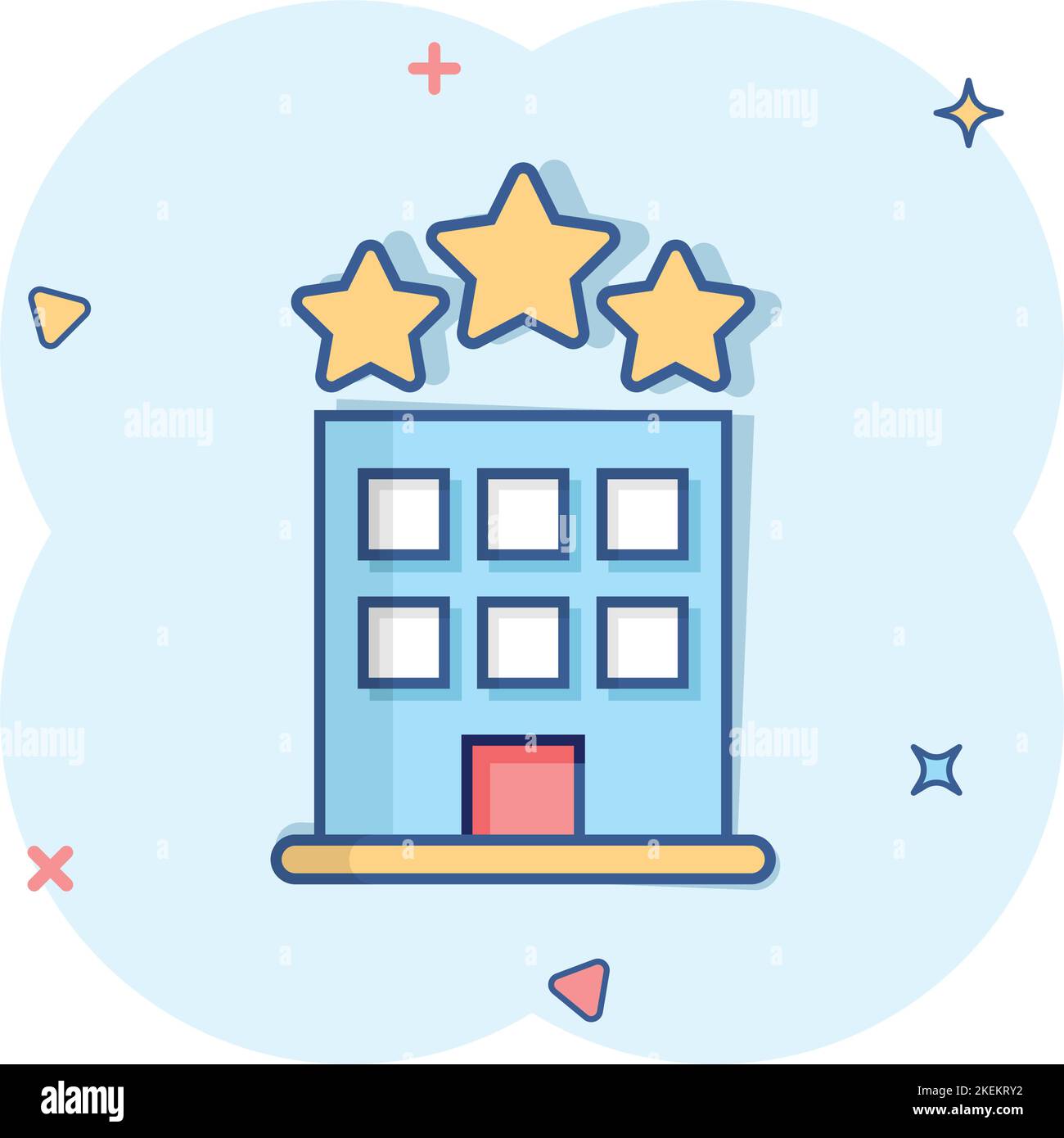 Building icon in comic style. Town skyscraper apartment cartoon vector ...