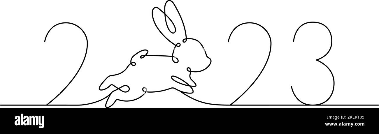 Rabbit one line continuous drawing. Year of the Rabbit 2023. Hare ... Rabbit one line continuous drawing. Year of the Rabbit 2023. Hare ...