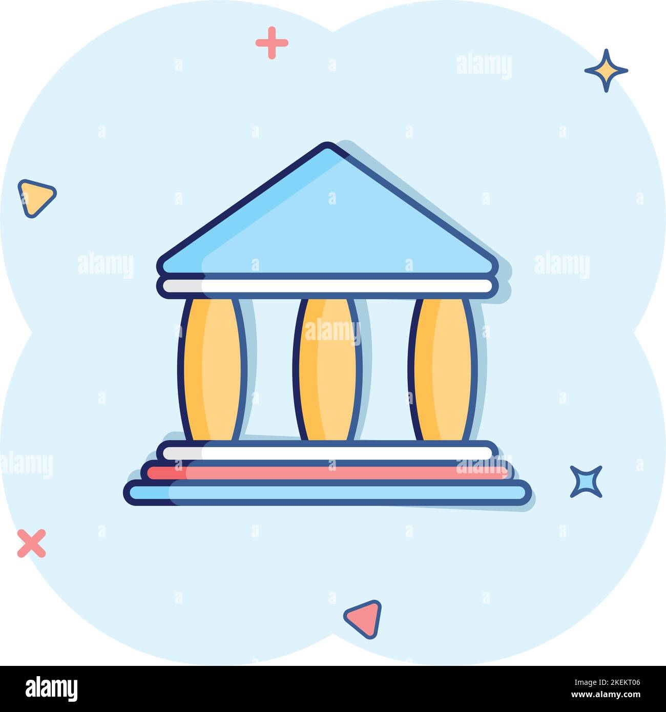 Bank building icon in comic style. Government architecture cartoon ...