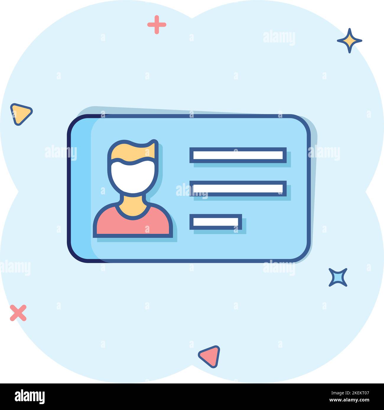 Id card icon in comic style. Identity tag cartoon vector illustration ...