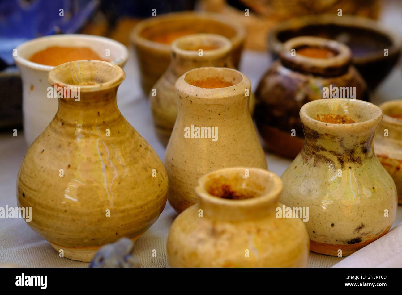 Hand made colorful ceramic pottery. Hand painted pottery. Traditional ...