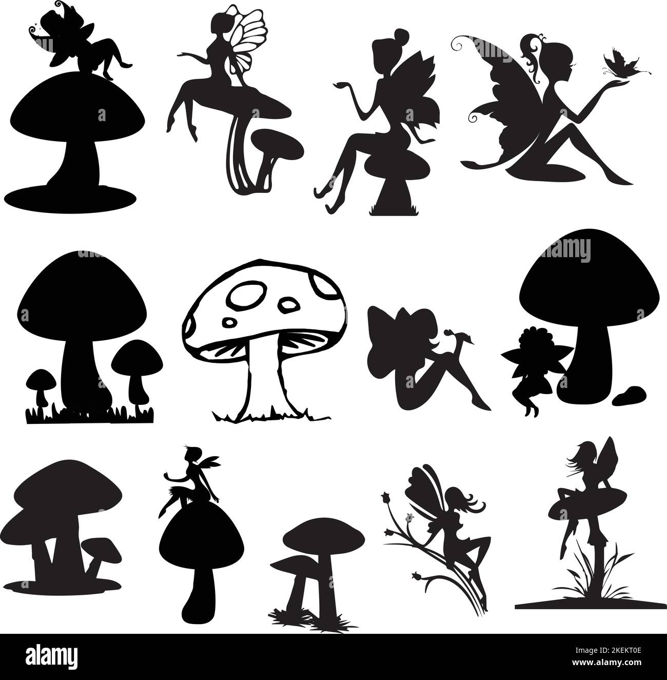 Fairy On A Toadstool Silhouette