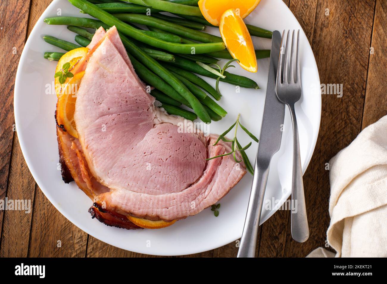 Christmas baked ham served on hi-res stock photography and images - Alamy