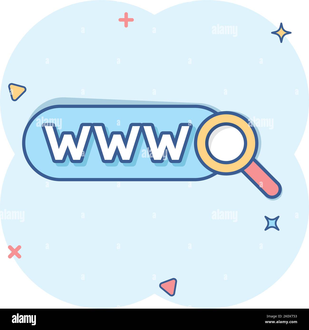 Global search icon in comic style. Website address cartoon vector ...