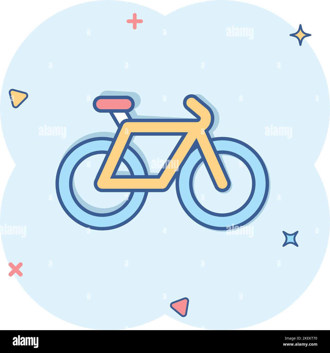 Bicycle icon in comic style. Bike cartoon vector illustration on white ...