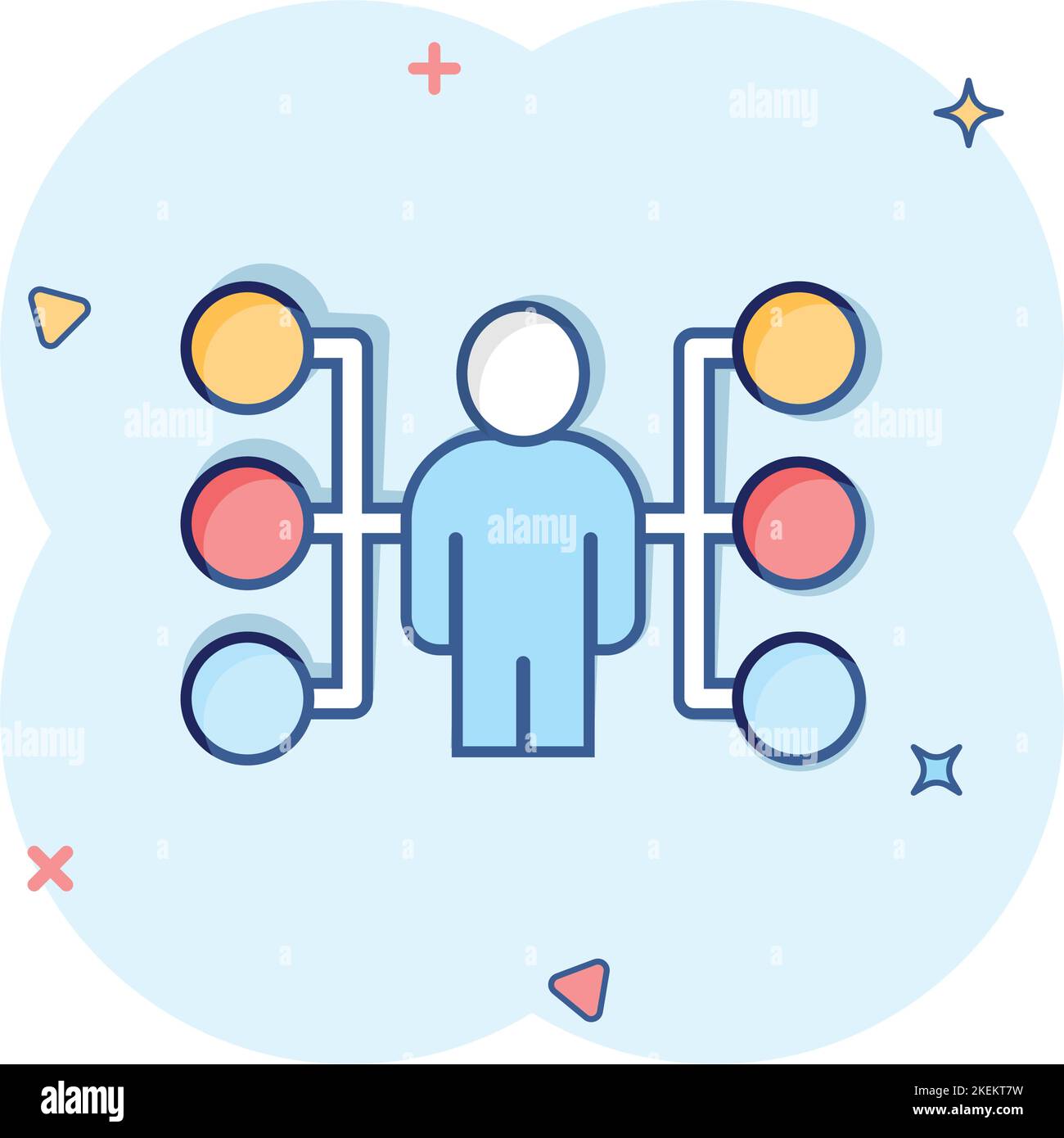 Corporate organization chart people vector icon in comic style. People ...