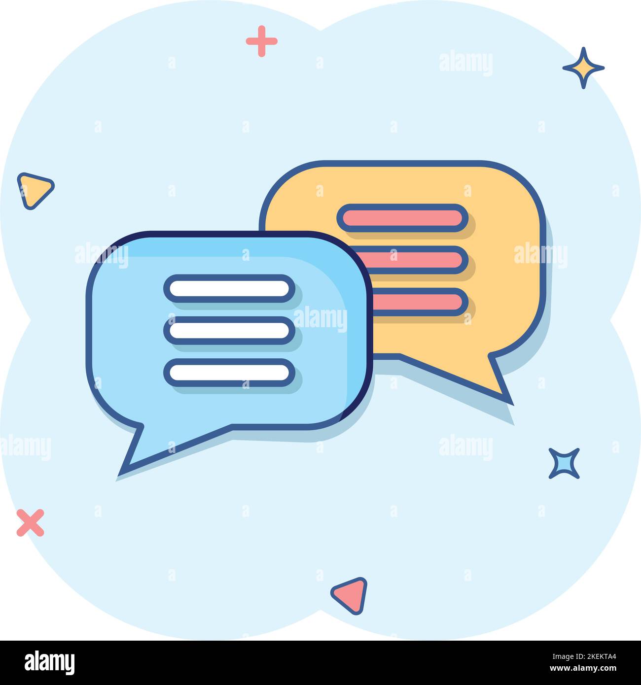 Speak chat sign icon in comic style. Speech bubbles cartoon vector ...