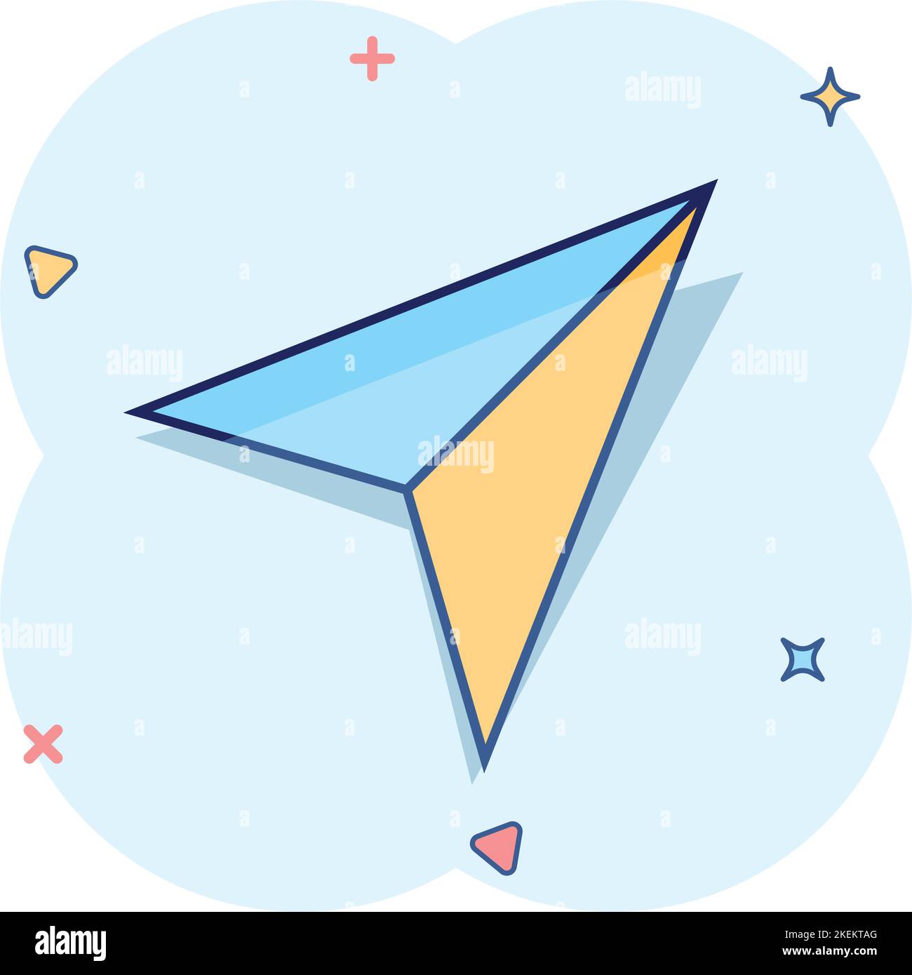 Paper plane icon in comic style. Sent message cartoon vector ...