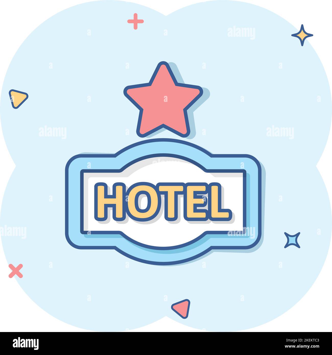Hotel 1 star sign icon in comic style. Inn cartoon vector illustration ...