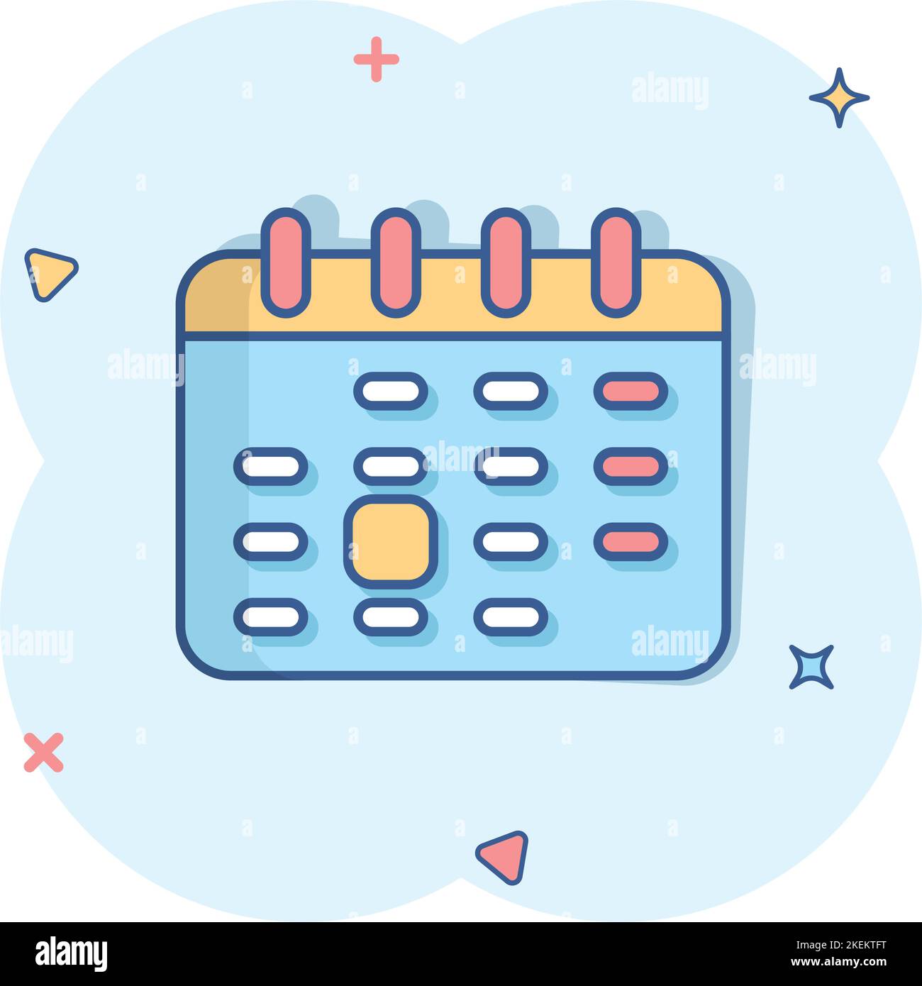 Calendar icon in comic style. Agenda cartoon vector illustration on ...
