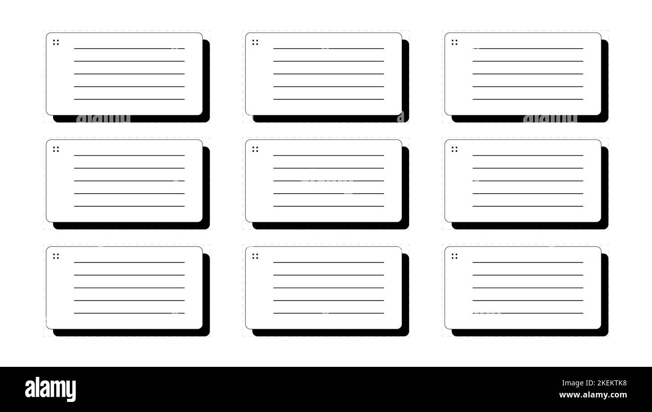 Notebook labels, vector set of 9, black and white cartoon minimalist ...