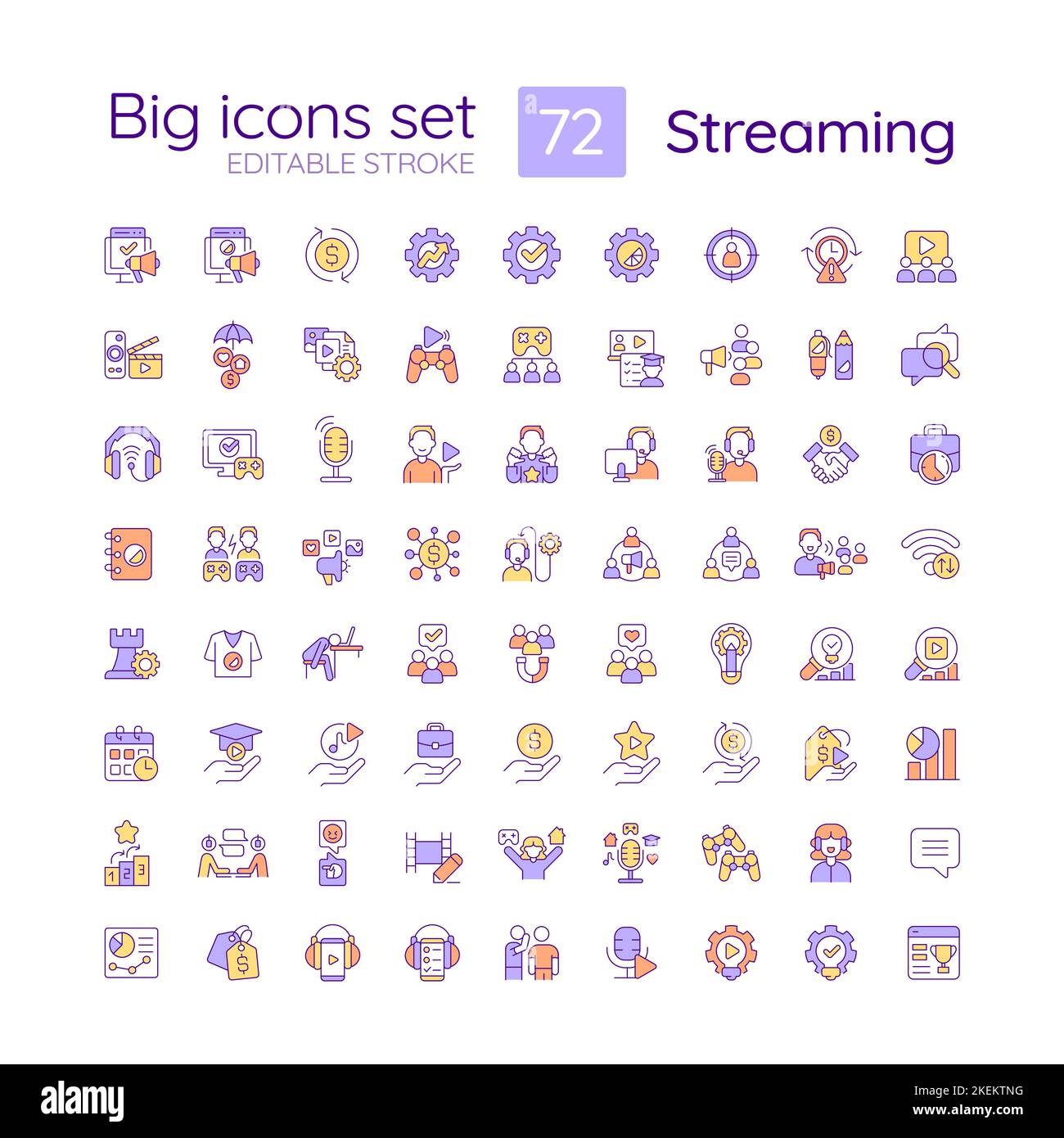 Streaming RGB color big icons set Stock Vector Image & Art - Alamy