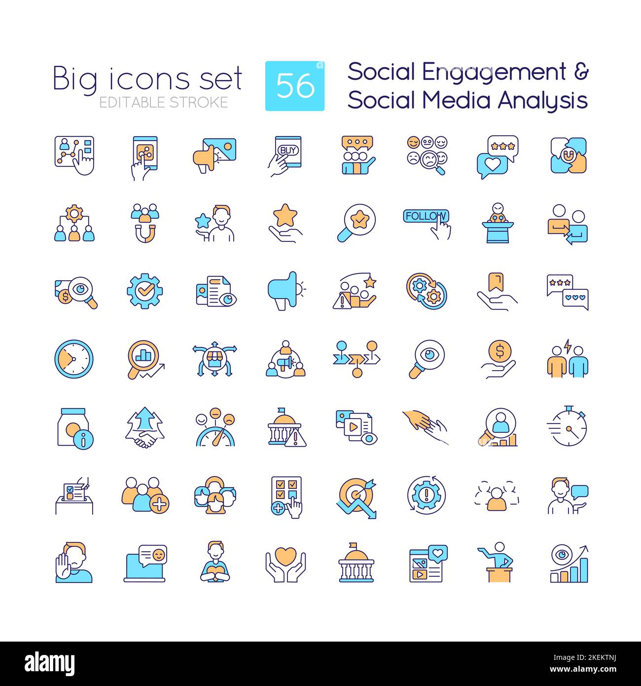 Social engagement RGB color icons set Stock Vector Image & Art - Alamy