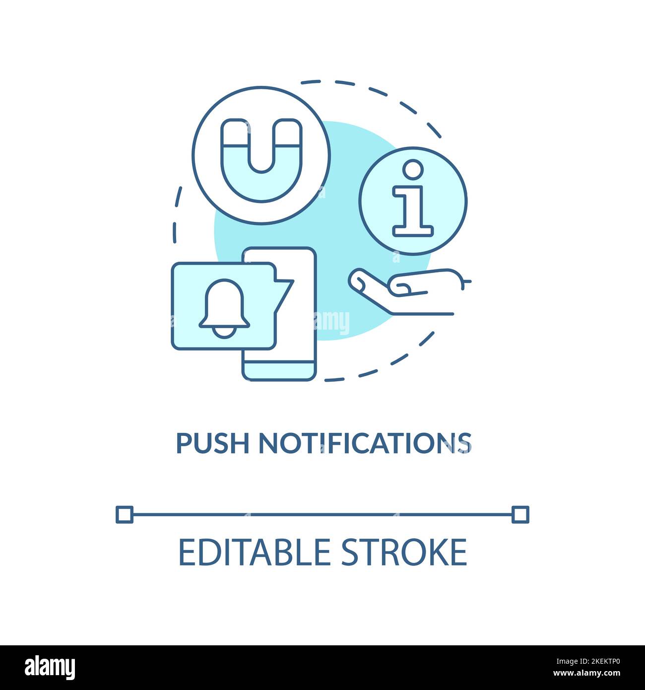 Push notifications concept icon Cut Out Stock Images & Pictures - Alamy