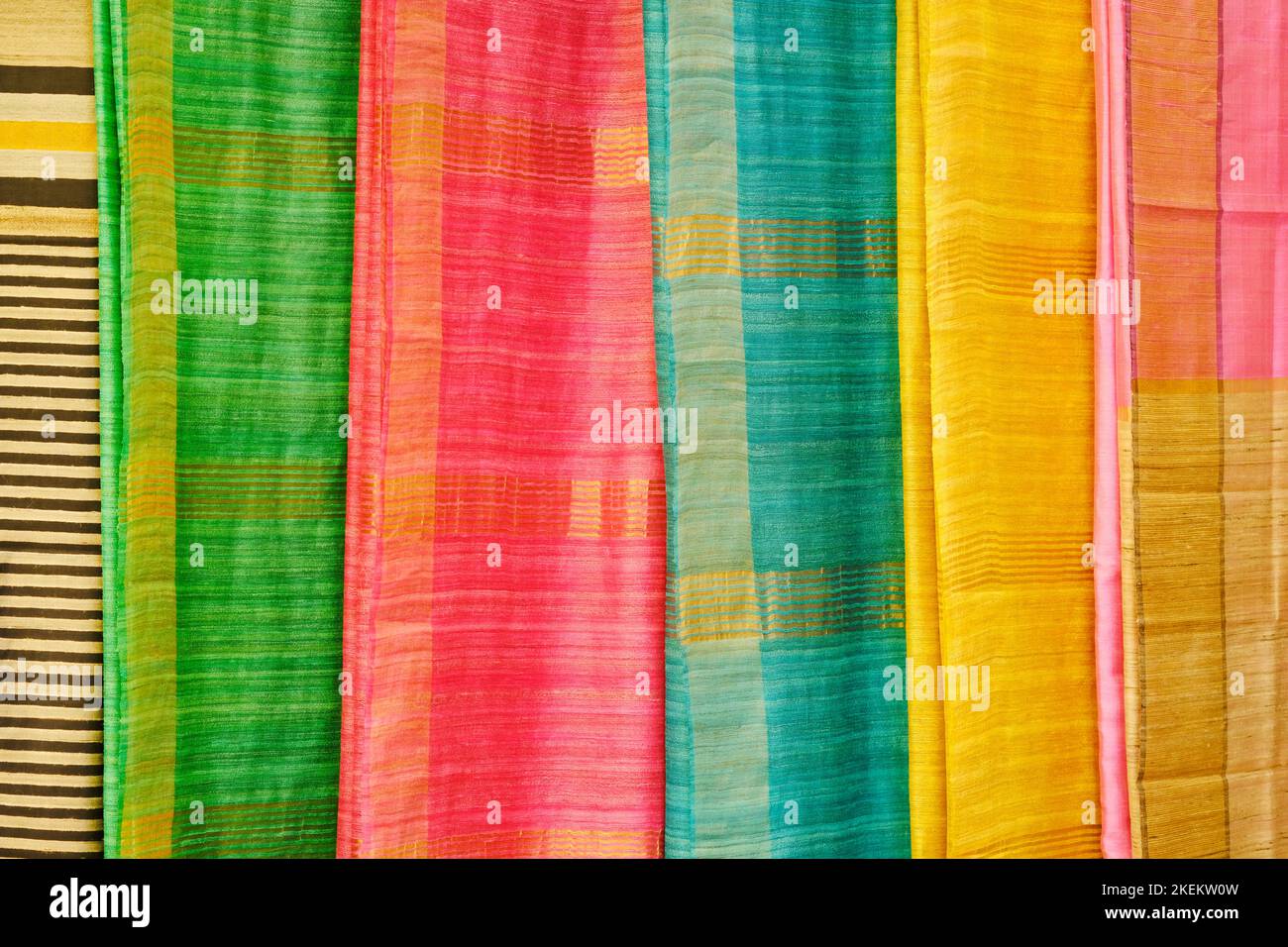 Handmade Indian silk sari / saree with golden details, woman wear on ...