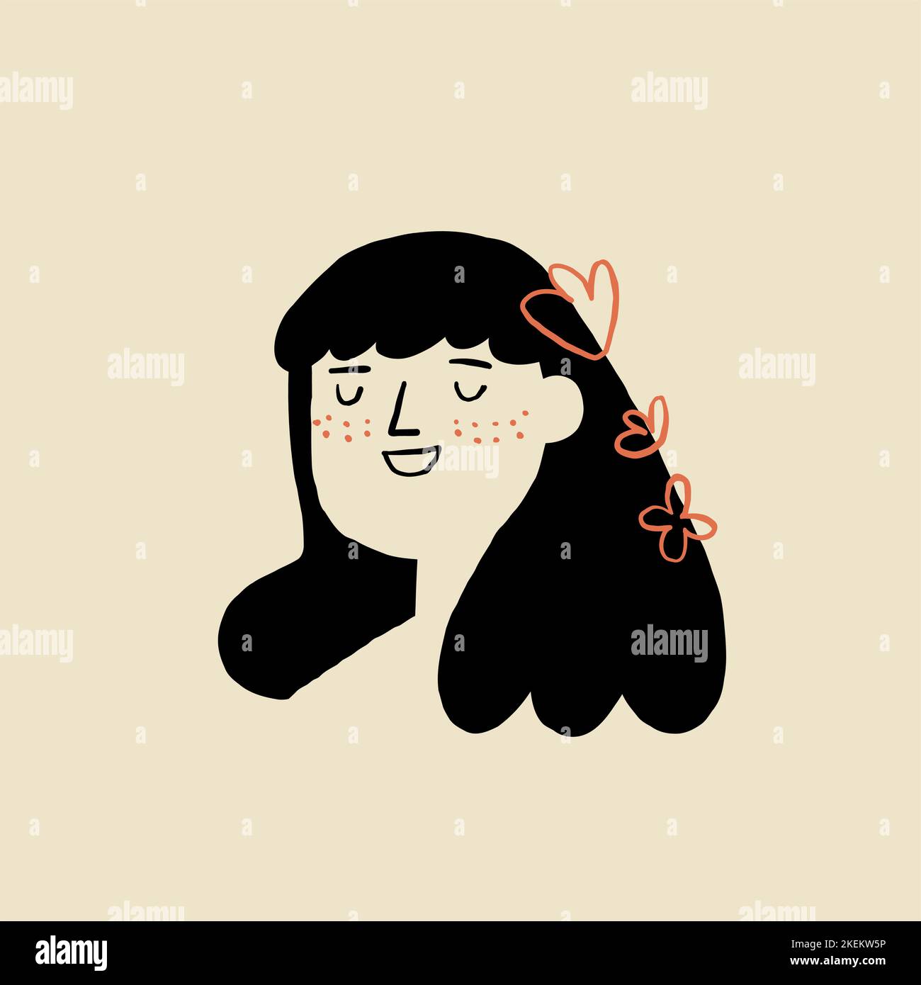 Cute Doodle Cartoon Hand Drawn Girl Illustration Cute Doodle Girl