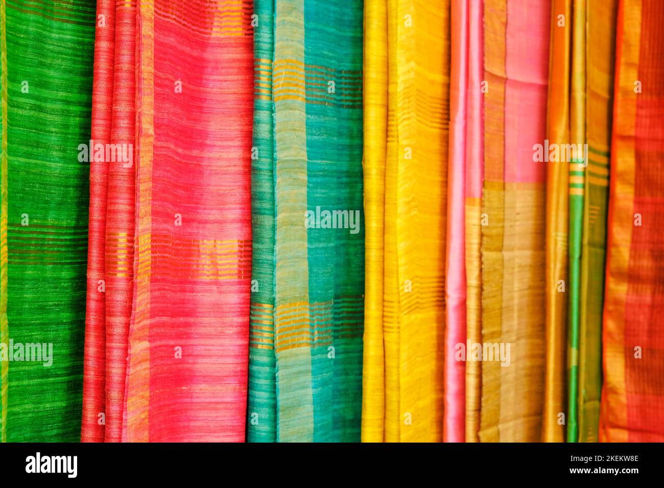 Handmade Indian silk sari / saree with golden details, woman wear on ...