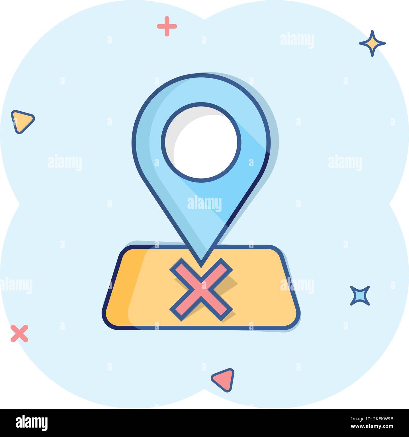 Map pin icon in comic style. GPS navigation cartoon vector illustration ...
