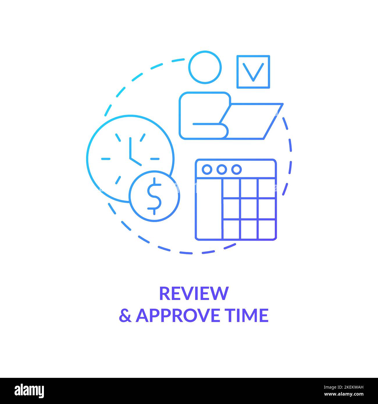 Review and approve time blue gradient concept icon Stock Vector Image ...