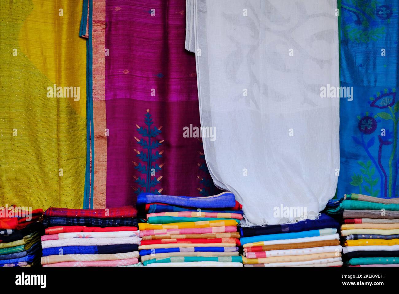 Handmade Indian silk sari / saree with golden details, woman wear on ...