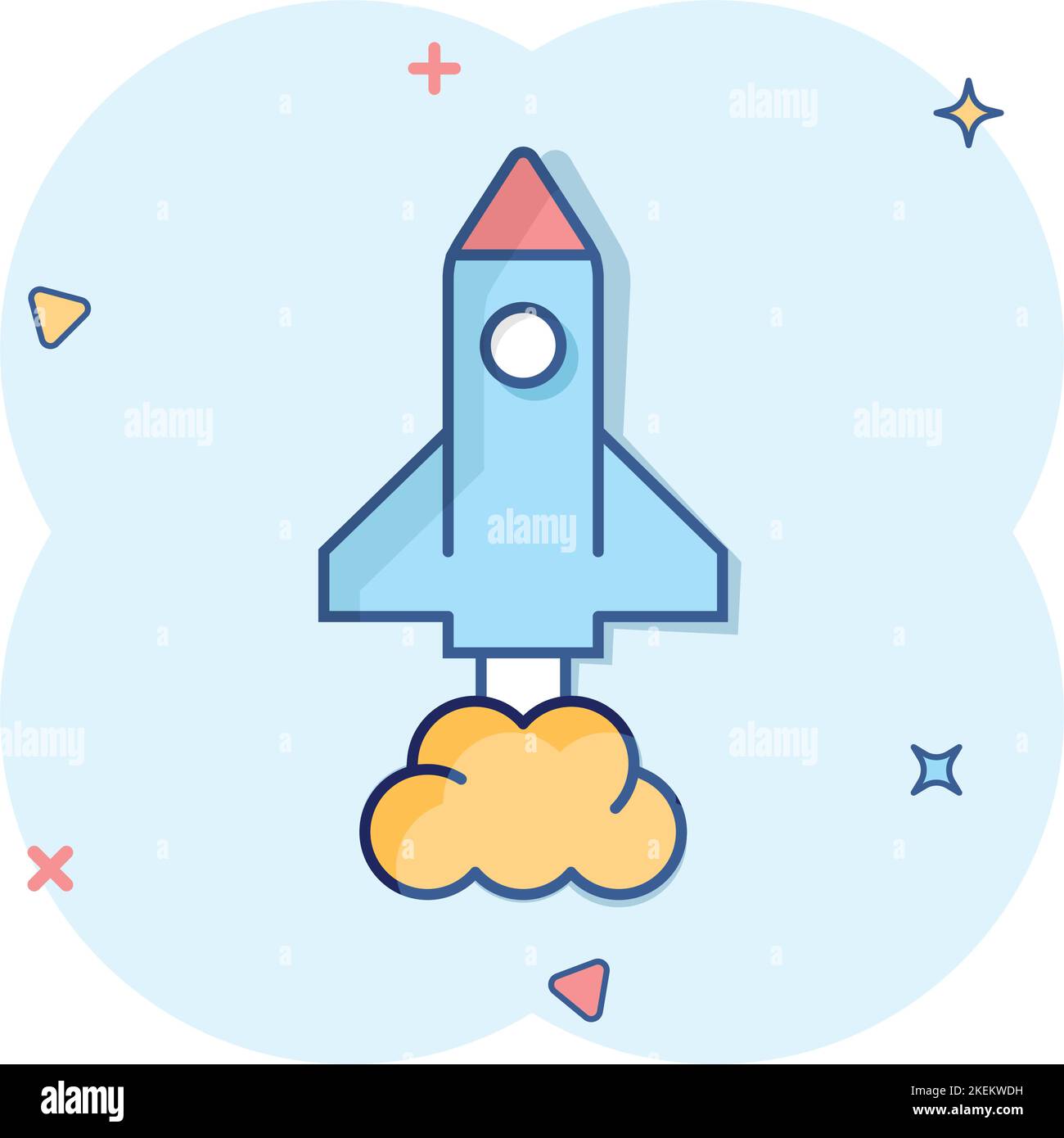 Rocket icon in comic style. Spaceship launch cartoon vector ...