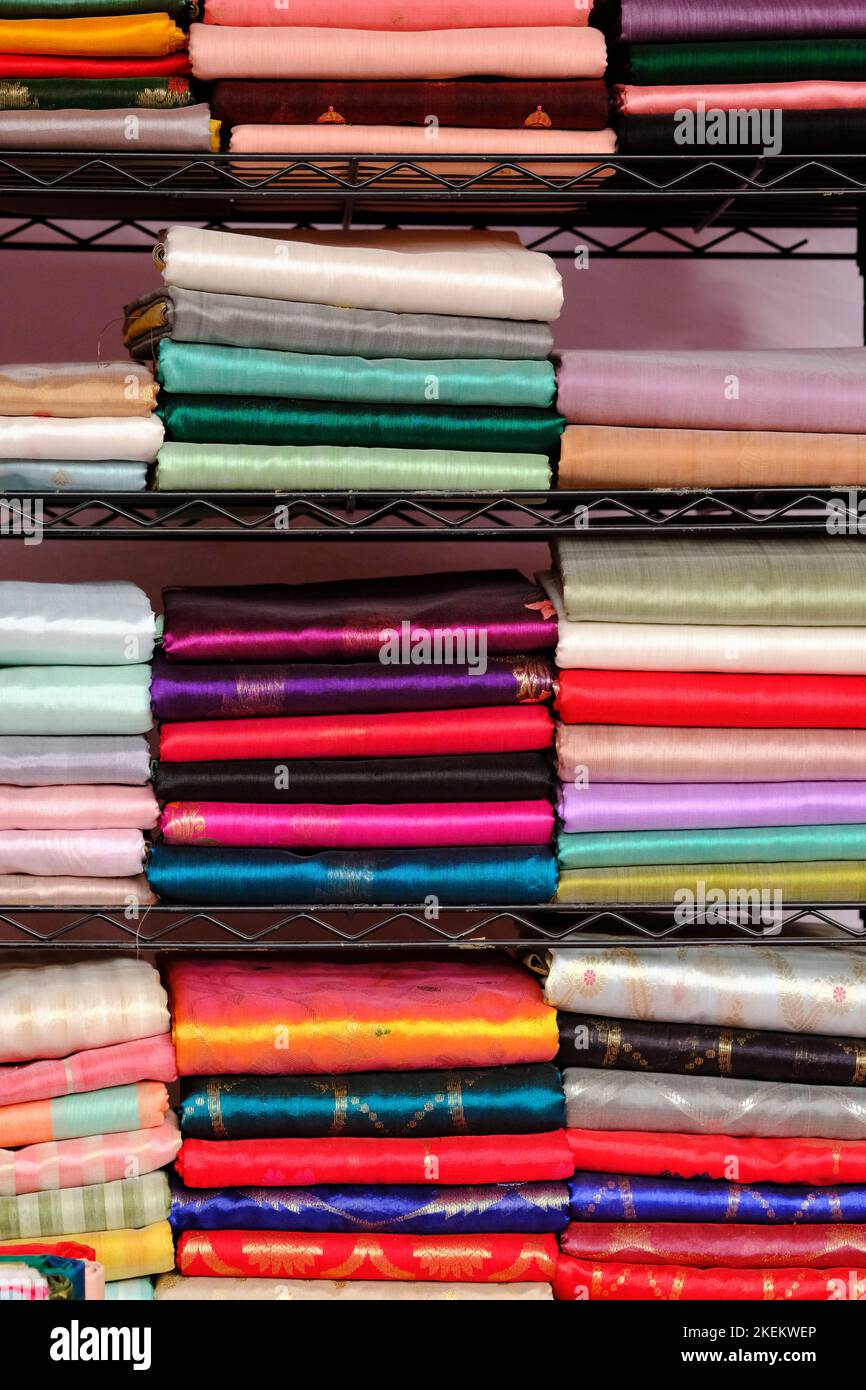 Handmade Indian silk sari / saree with golden details, woman wear on ...