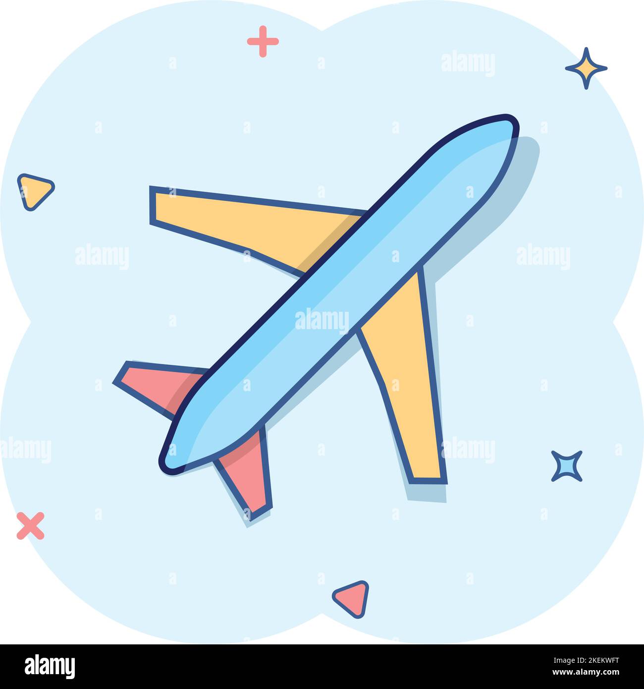 Plane icon in comic style. Airplane cartoon vector illustration on ...