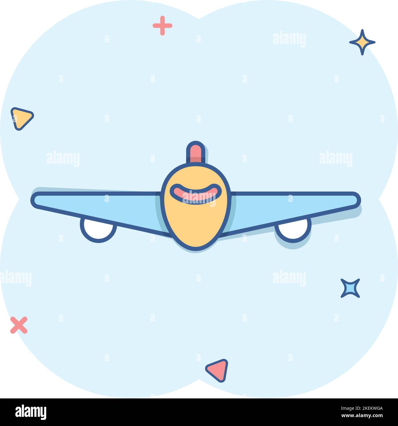 Plane icon in comic style. Airplane cartoon vector illustration on ...