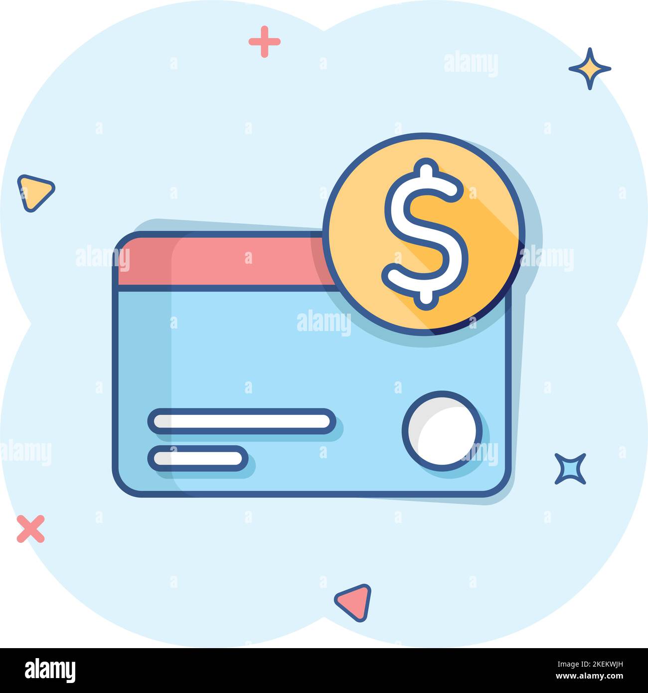 Credit card icon in comic style. Money payment cartoon vector ...