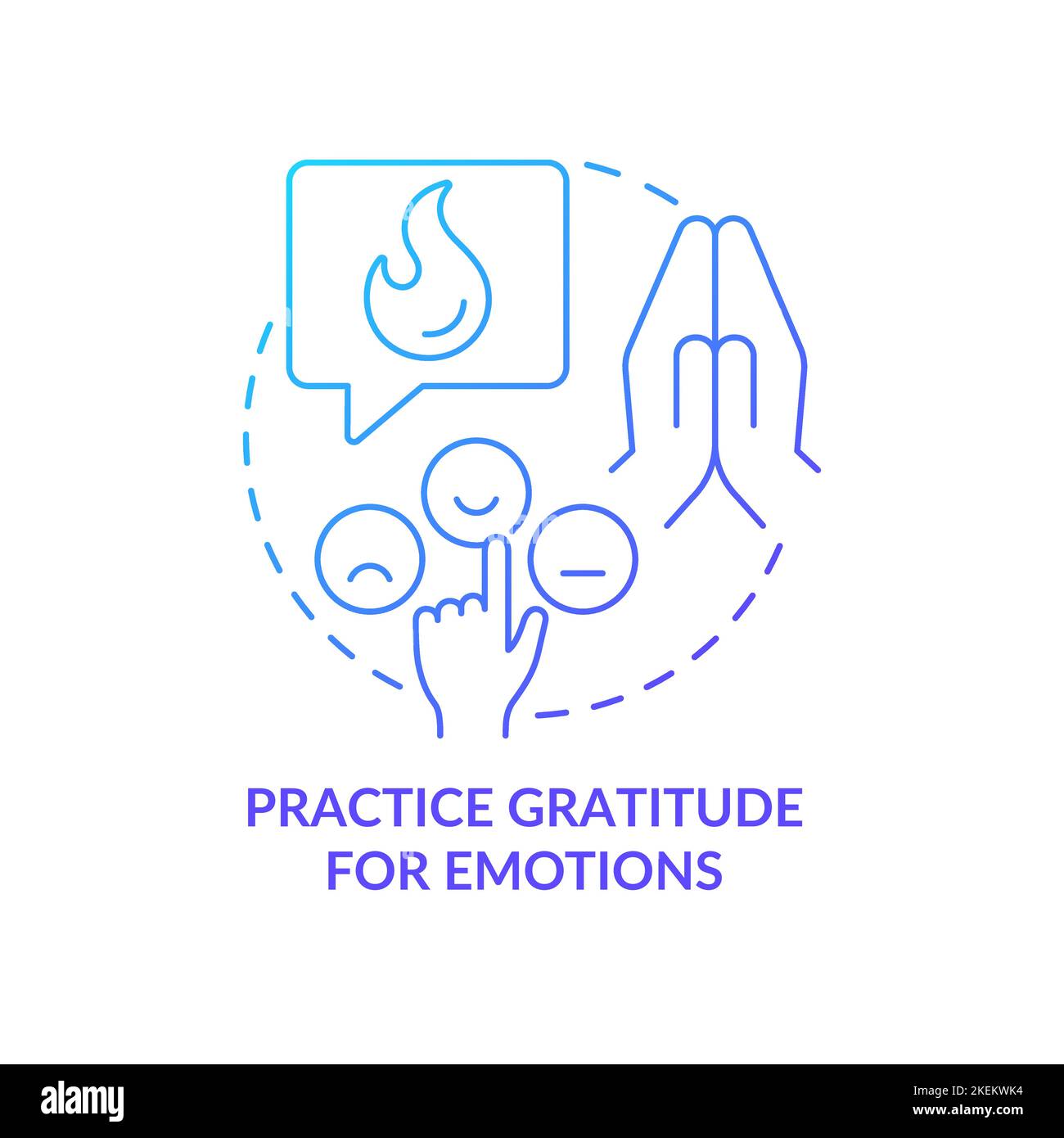 Practice gratitude for emotions blue gradient concept icon Stock Vector ...