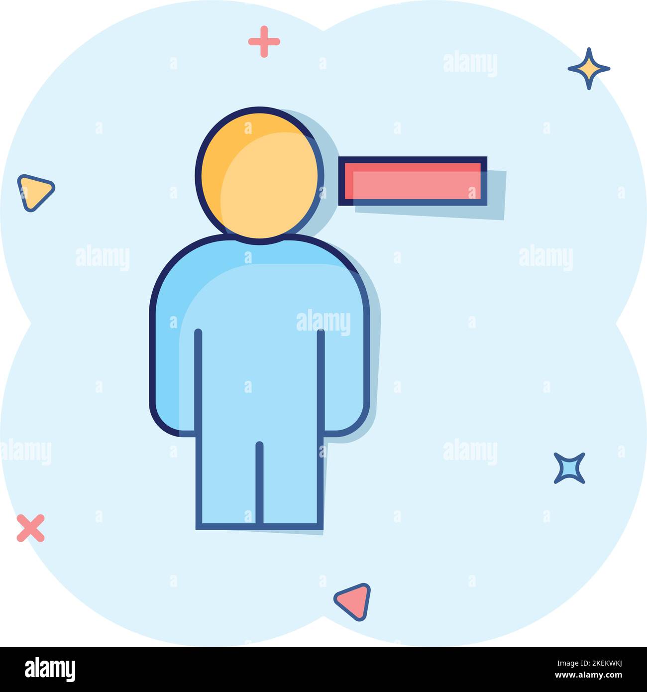 People with minus icon in comic style. Staff cartoon vector collection ...