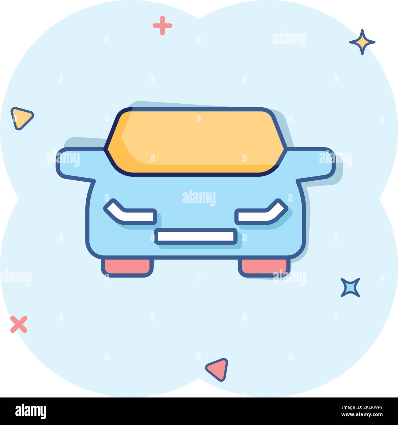 Car icon in comic style. Automobile vehicle cartoon vector illustration ...